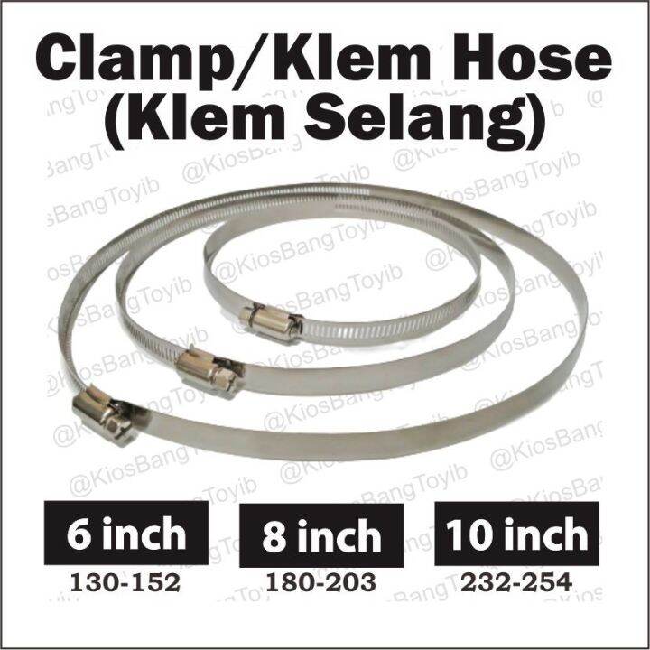 Clamp Hose/Klem Selang Kompor/Air/Kompresor Snless Steel 6inch / 8inch ...