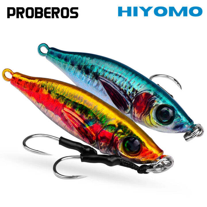PROBEROS เหยื่อล่อปลาล่อยาว1ชิ้น,เหยี่อปลอมจมอย่างรวดเร็วจิ๊กโลหะเรือง ...