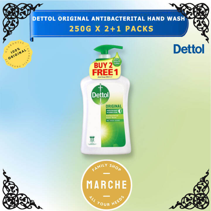 DETTOL Original Antibacterial Hand Wash 250g (2+1 Packs) #Marche Family ...