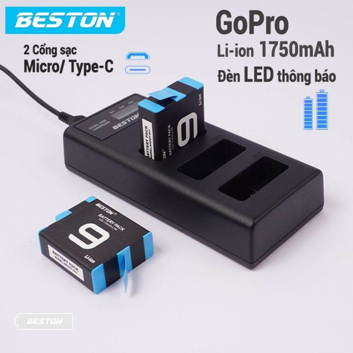 Pin Sạc Máy Quay GoPro Hero 5 6 7 8 9 10 11 Beston kèm dock sạc 3 pin ...