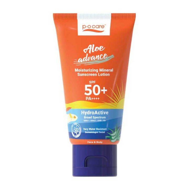 PO Care Aloe Advance Moisturizing Mineral Sunscreen Lotion SPF50+ PA ...