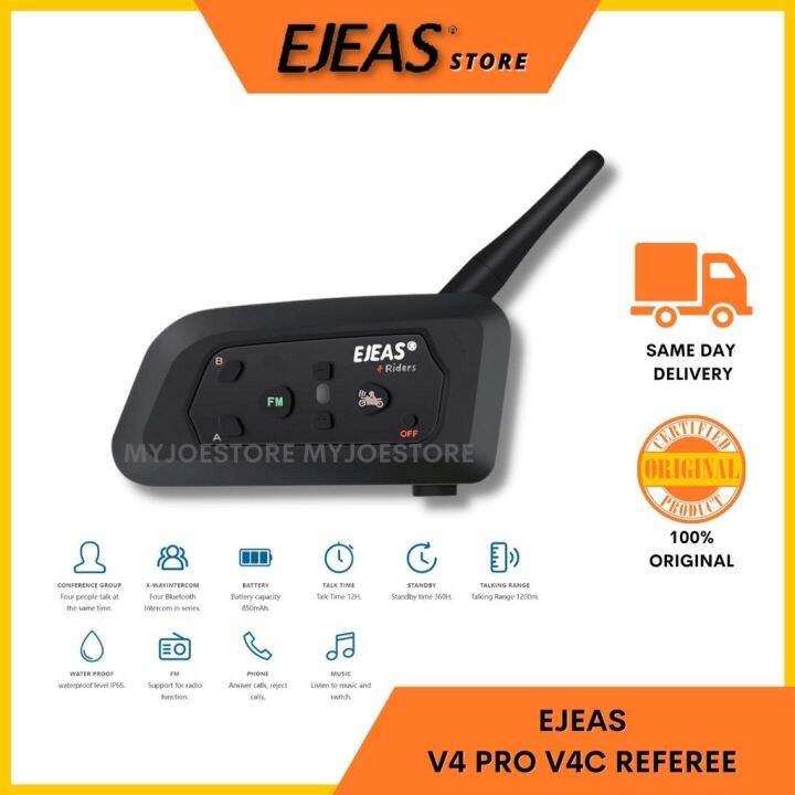 🇲🇾 EJEAS V4 Pro V4C REFEREE – Wireless Bluetooth Intercom System with 4 ...