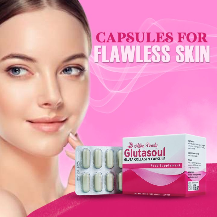 MILDZ BEAUTY GLUTASOUL (30 capsules) – GLUTA COLLAGEN CAPSULE, Pure ...