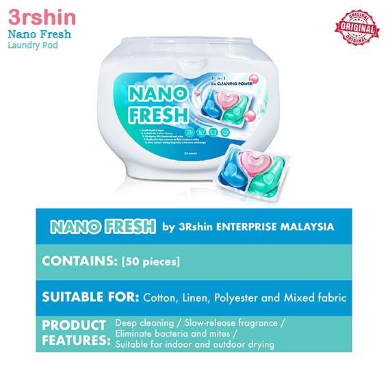 3rshin Nano Fresh Laundry Pods (50pcs) / Laundry Beads/ Capsules/ Super ...
