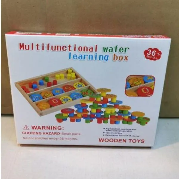 Educational Wooden Multifunctional Wafer Learning Box Kids Toys Gift ...