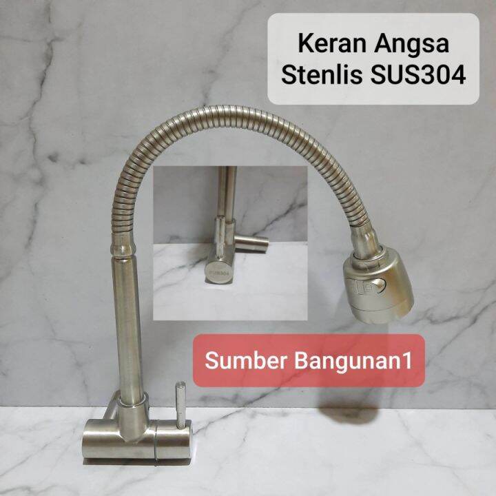 Keran Angsa Stenlis SUS304 kran air wastafel cuci piring fleksibel ...