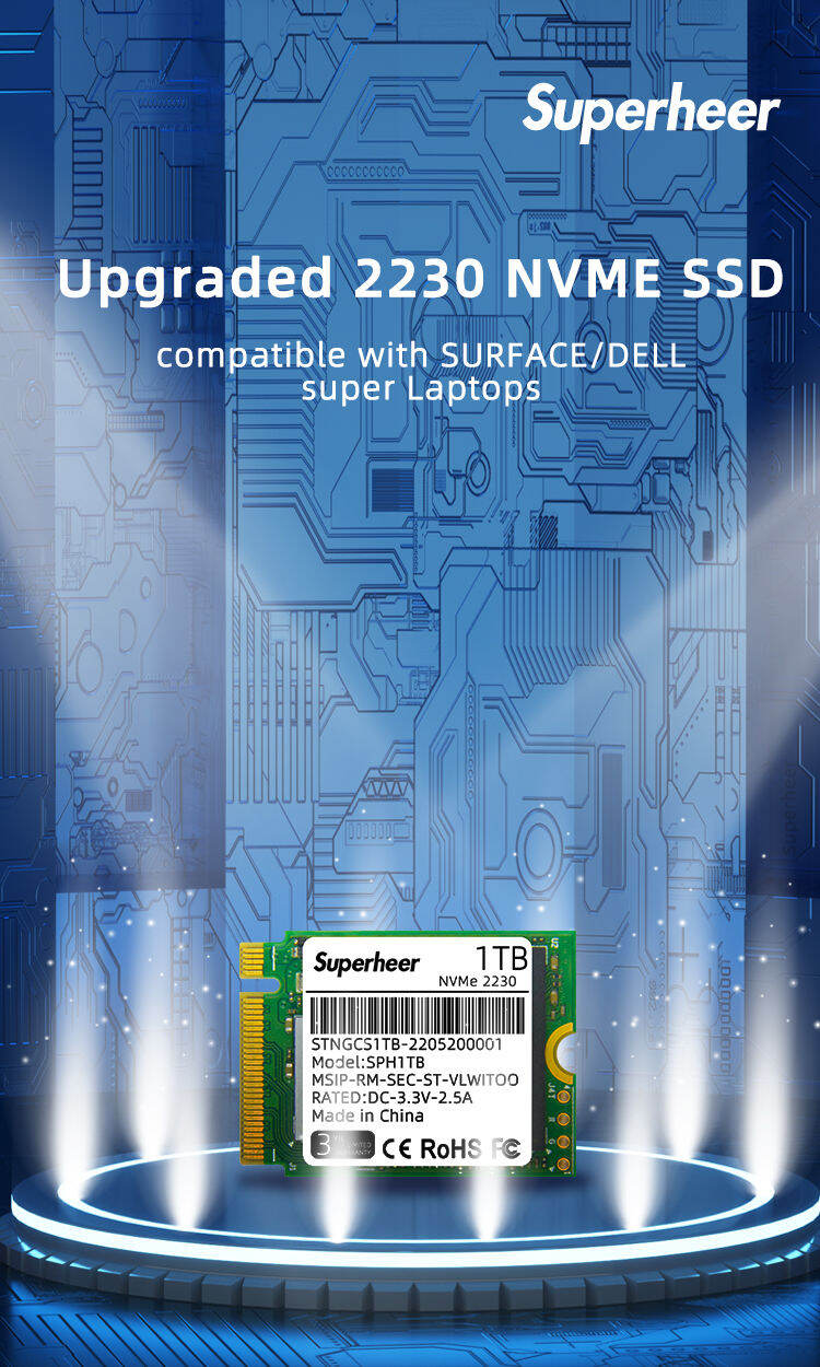 Superheer 1TB M.2 NVMe 2230 PCIe 3.0x 4 SSD สำหรับพื้นผิว ProX พื้นผิวแล็ปท็อปที่เข้ากันได้กับ ...