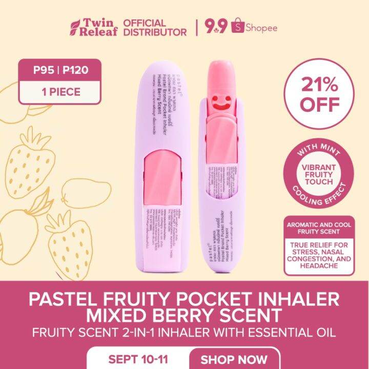 Twin Releaf 2-in-1 Pastel Fruity Mixed Berry Scent Pocket Inhaler ...