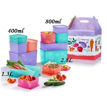 Tupperware Snowflake Square Round set with gift box/ Egg storer/ Food ...