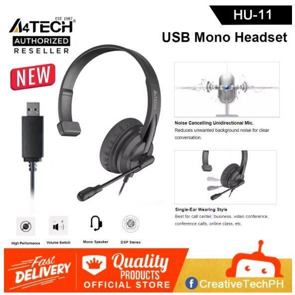 A4TECH USB Mono Headset HU-11 (Noise Cancelling Unidirectional Mic ...