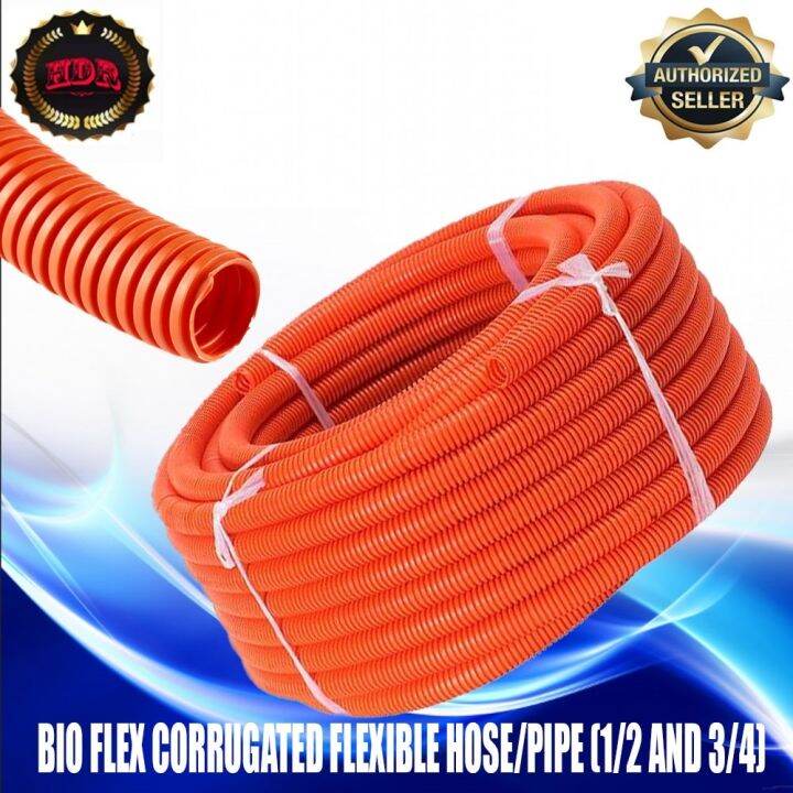 BIO FLEX CORRUGATED PVC ORANGE FLEXIBLE HOSE CONDUIT PIPE 1/2 3/4 (50 ...