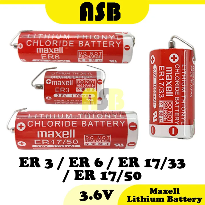 (1pc) MAXELL Lithium Battery 3.6V ( ER3 / ER17/33 / ER6 / ER17/50 ...