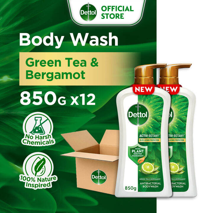 [new] [carton Of 12] Dettol Activ Botany Antibacterial Body Wash Green