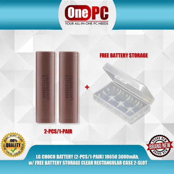 LG CHOCO BATTERY (2-PCS/1-PAIR) 18650 3000mAh, w/ FREE BATTERY STORAGE ...