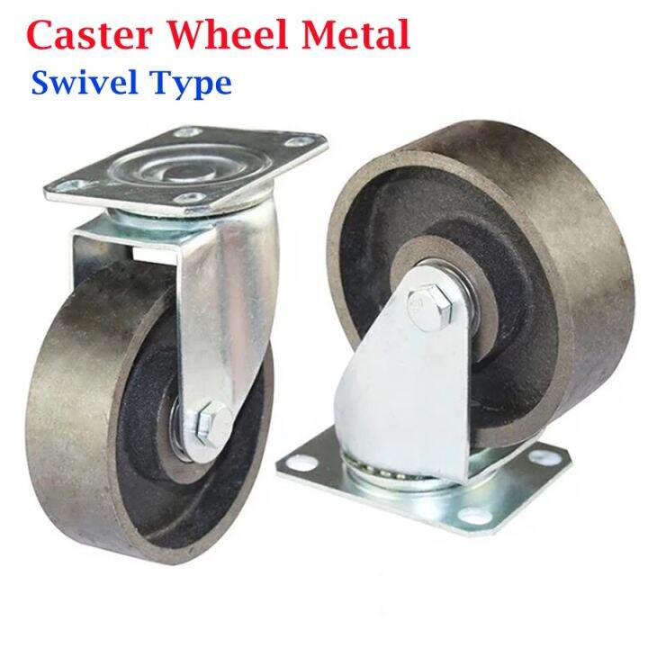 【READY STOCK】 ☼Trolley Heavy Duty Metal Caster Wheel Fixed Caster Wheel ...