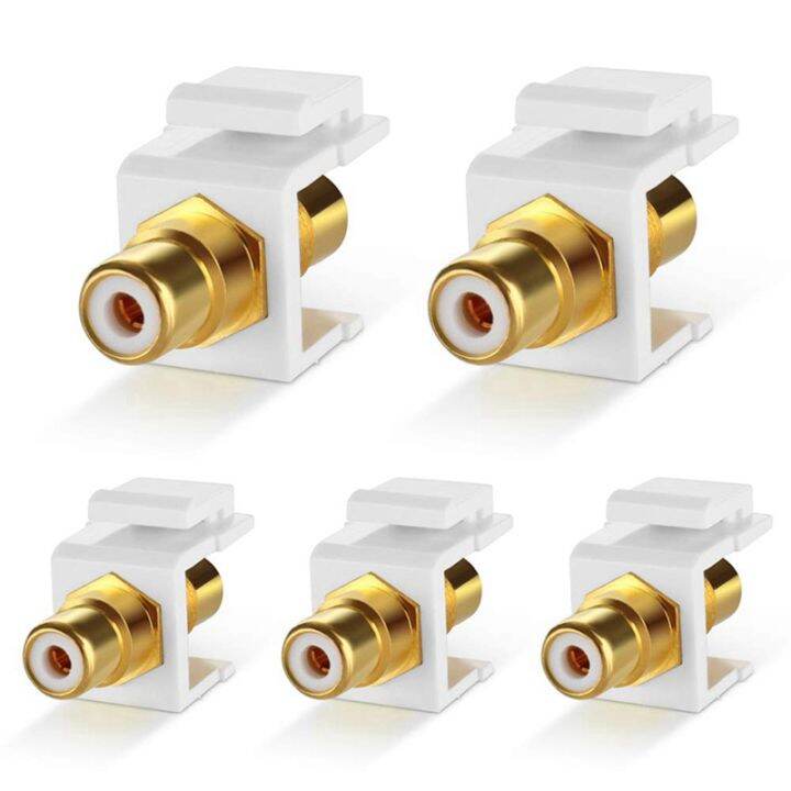 RCA Keystone Jack Insert Connector (5 Pack) Socket Female Snap in ...