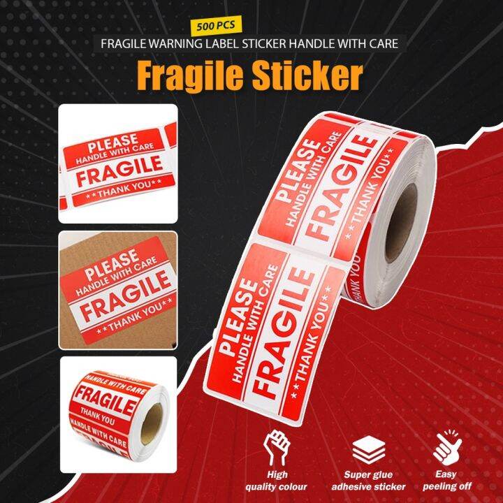 500pcs Warning Sticker Fragile Label Sticker Adhesive Outer Box handle ...