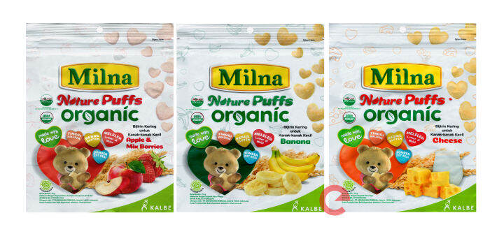 Milna Nature Puffs Organic 15G ( Apple & Mix Berries / Banana / Cheese ...