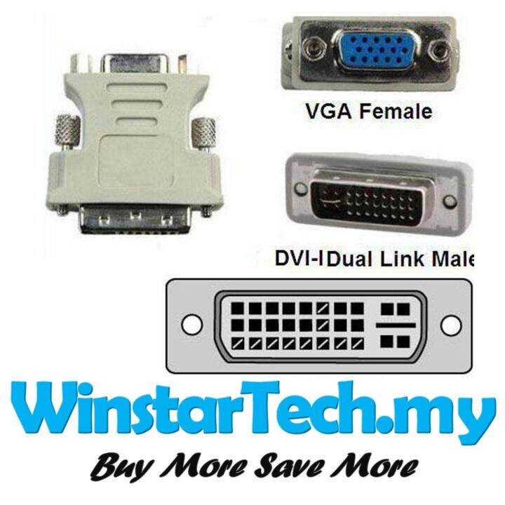 DVI 24+5 DVI-I Dual Link Male to VGA DB15 Female Converter Adapter | Lazada