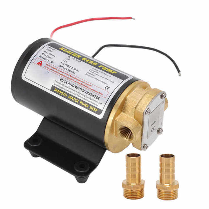 Electric Oil Transfer Gear Pump Thermal Protection High Pressure Brass ...