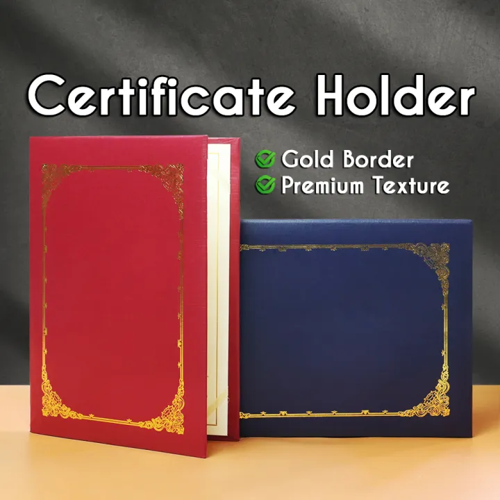 Kaki Jimat Certificate Holder A4 File (Hard Cover) with Premium Gold Border / Fail Sijil | Lazada