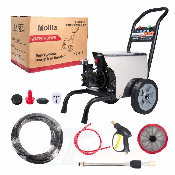 Molita เครื่องฉีดน้ำแรงดันสูง ปั๊มน้ำแรงดันสูง 350 บาร์ 3500 วัตต์ เครื่องล้างรถ ปืนฉีดนำแรงสูง ...