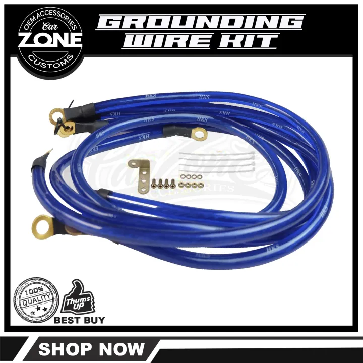HKS Grounding Cable Wire THICK 8GA Kit 5 Point (BLUE) | Lazada PH