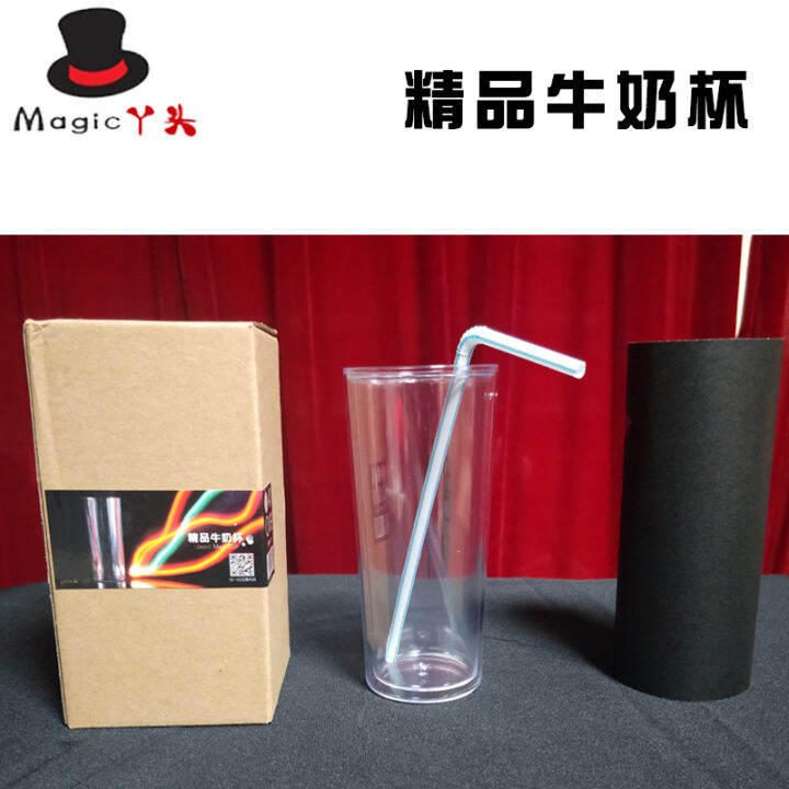 Magic props, stage, drinking milk, coffee, milk cups and drinks from a ...