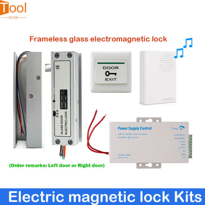 DC12V Frameless Glass Door Lock Electromagnetic lock NC Fail Safe Swing ...