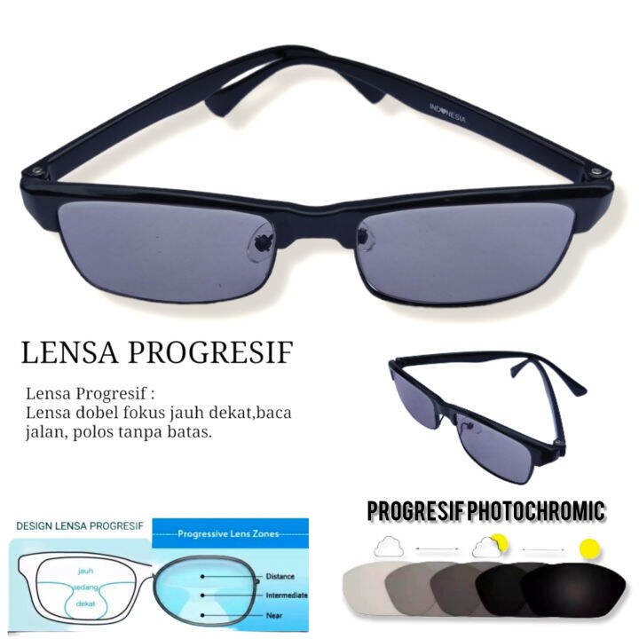 KACAMATA PROGRESIF PHOTOCHROMIC MEMILIKI 3 FUNGSI BACA JALAN DAN LENSA ...