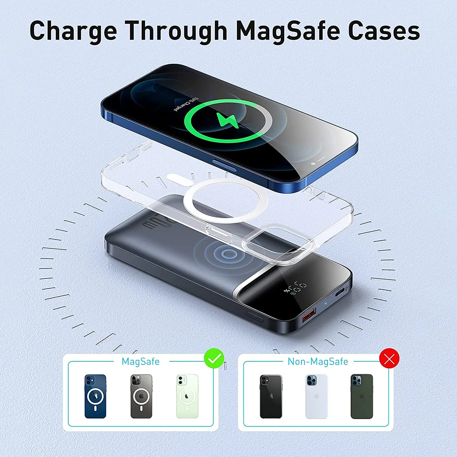 Baseus Power Bank 10000mAh Magnetic Power Bank ที่ชาร์จไร้สายแบบพกพา ...