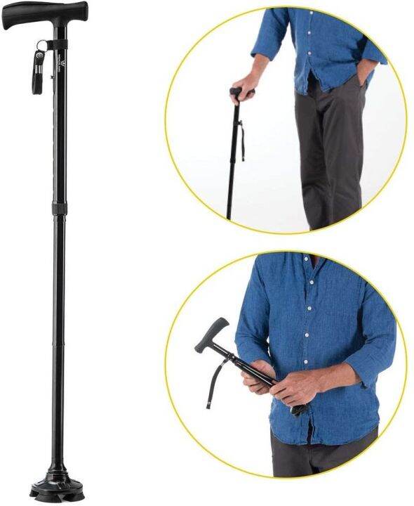 Walking Cane Collapsible Telescopic T-Shaped Handle , Self Standing ...