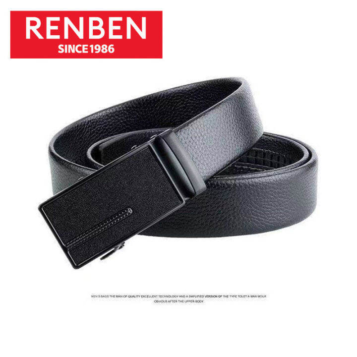 RENBEN เข็มขัดผู้ชายขายส่งธุรกิจสบายๆหัวเข็มขัดอัตโนมัติลิ้นจี่แบบเข็มขัดเข็มขัดผู้ชาย | Lazada ...