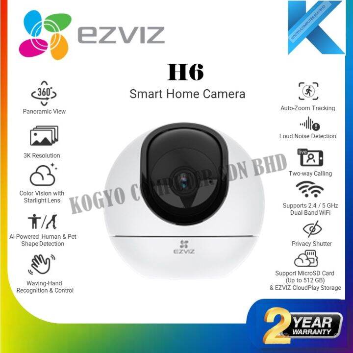 Ezviz H6 5MP 3K 1620P Smart AI Human / Pet Detection Two Way Talk Dual Band WiFi Indoor Security ...