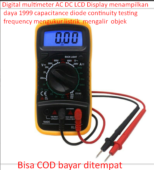 Digital multimeter AC DC LCD Display menampilkan daya 1999 capacitance ...