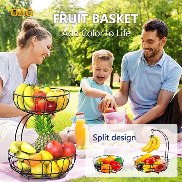 OAO Detachable Fruit Basket for Table Display 2-Tier Fruits Stand ...