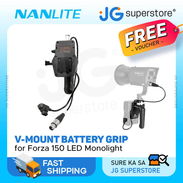 NANLITE V-Mount Handheld Battery Grip with 4-Pin Locking XLR Plug ...