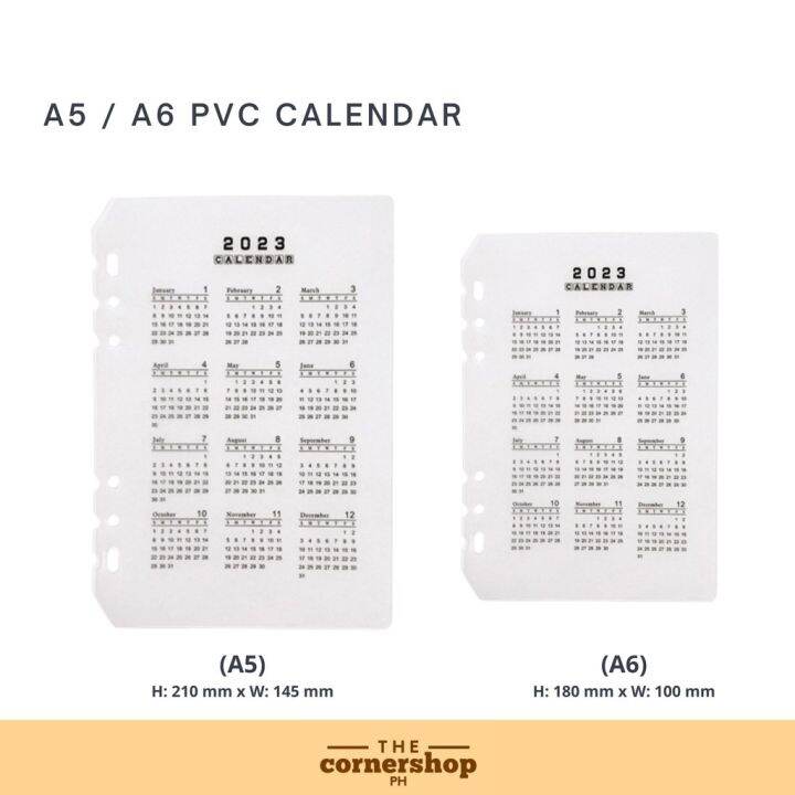 2023 A5/A6 6 Hole Frosted Calendar Planner Insert | Lazada PH