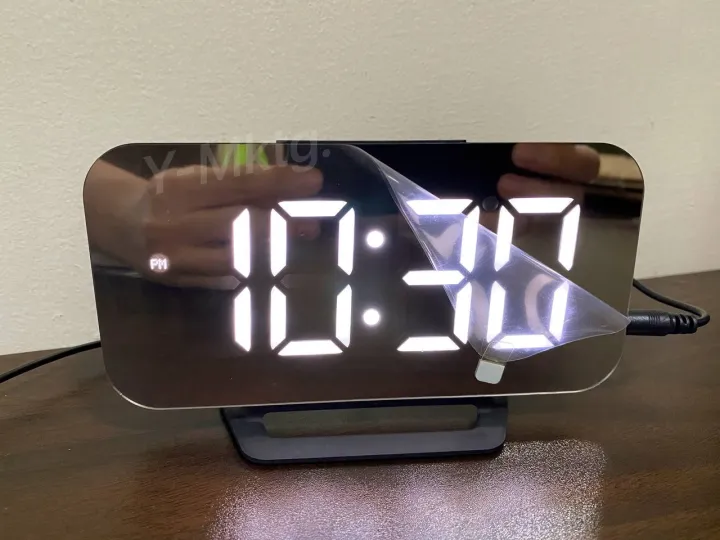 (3625) LED Digital Mirror Clock with Wall Hang-Stand (Time/ Date ...