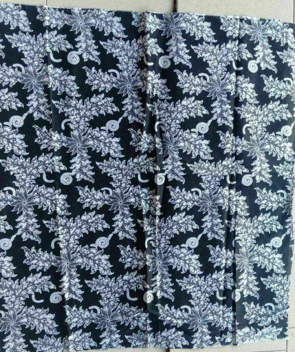 kain batik monochrome monokrom hitam putih motif batik daun pepaya ...
