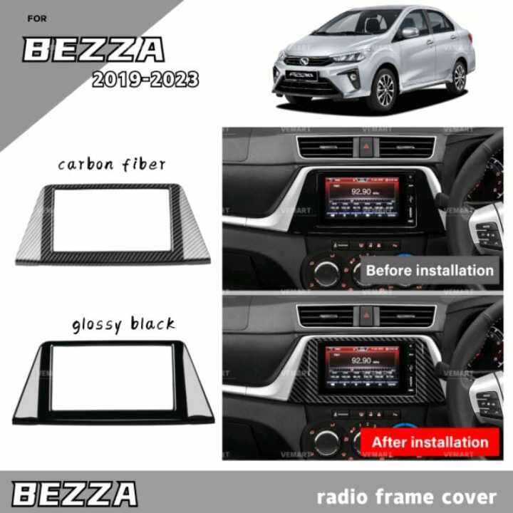Perodua bezza 2019 2020 2021 2022 2023 glossy black carbon fiber radio ...