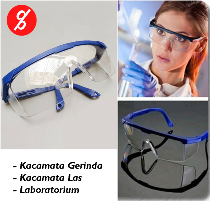DUNIA PERKAKAS Kacamata Bening Gerinda Las Safety Google Clear Alat ...