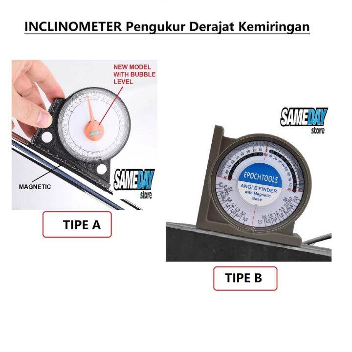 Busur Derajat Pengukur Sudut Kemiringan Inclinometer Angle Finder Bevel Box Protractor Magnetic ...