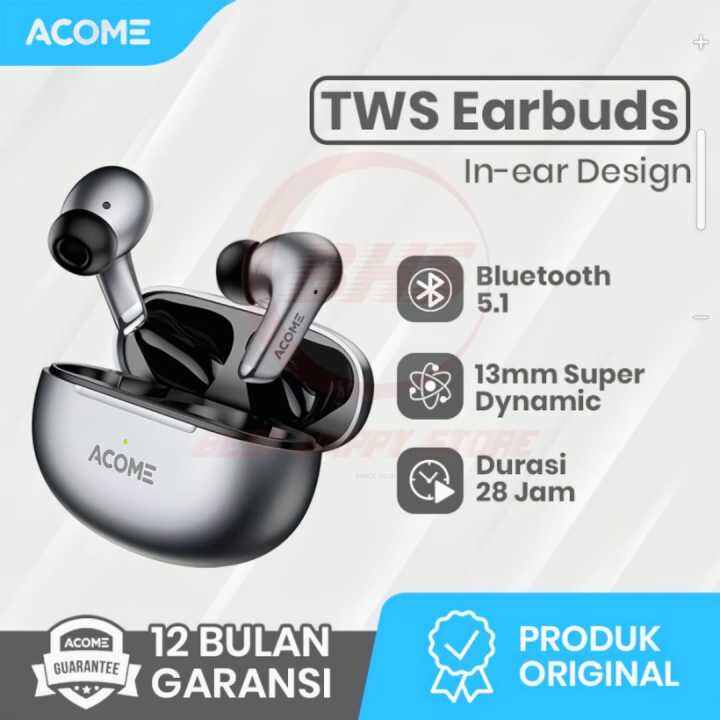 Headset Acome Airdots T8 IPX5 TWS Bluetooth 5.1 Gaming | Lazada Indonesia