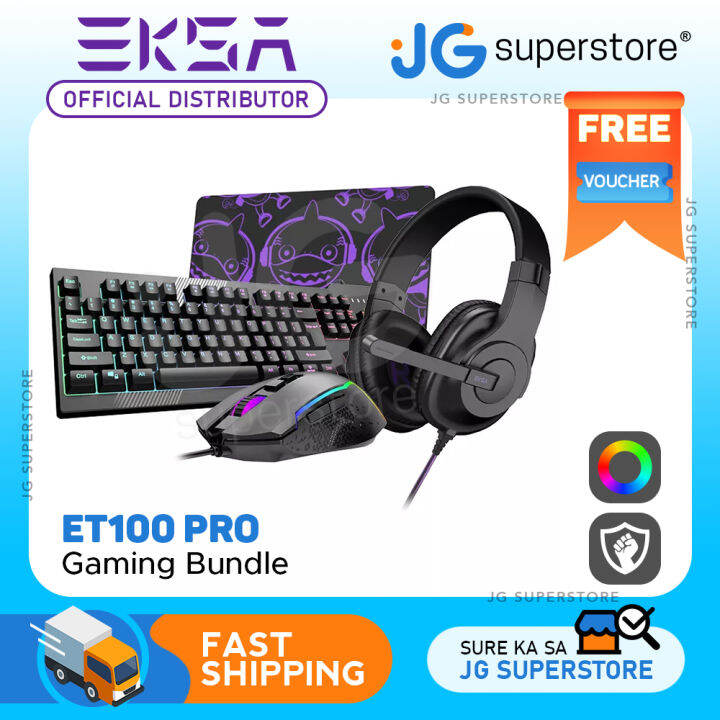EKSA ET100 Pro Essential Gaming Bundle Accessories RGB Mouse and USB Keyboard with 3.5mm Wired ...