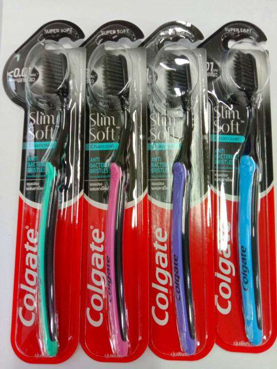 แปรงสีฟัน Colgate Slim Soft Charcoal ขนแปรงผสมชาร์โคล MFG 15/08/2022 ...