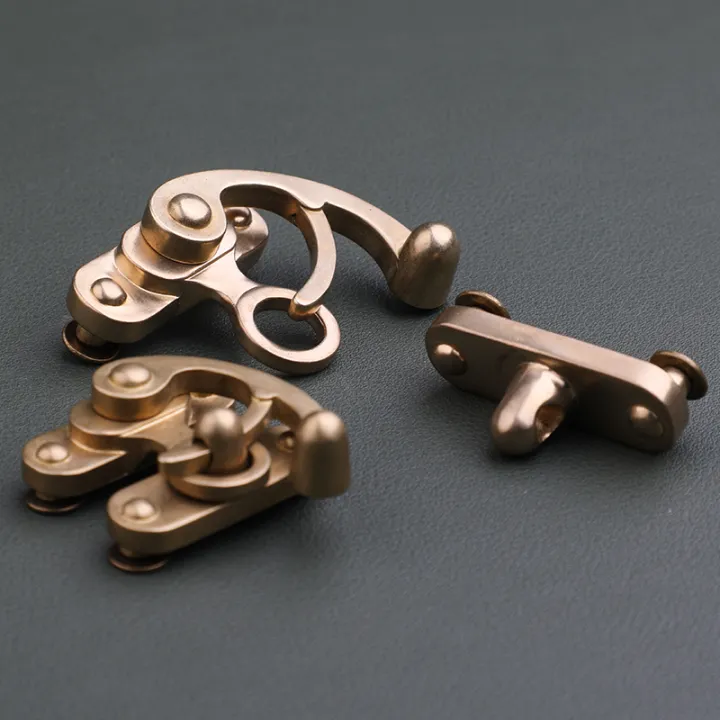 Pure copper luggage lock horn lock handmade diy leather hardware hook ...