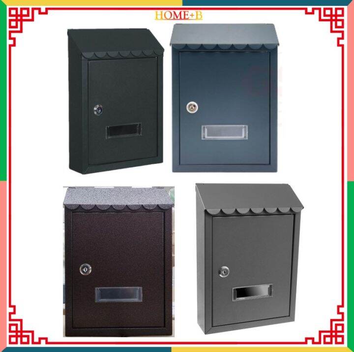 HOME+ Coated Letter Box Steel Mailbox Outdoor Mailbox Peti Surat Metal ...