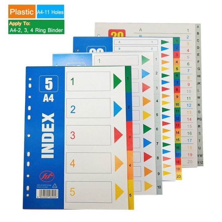 Colorful Plastic A4 File Separators 2/4/3 Binder Tab 10/20/30/50 Index ...
