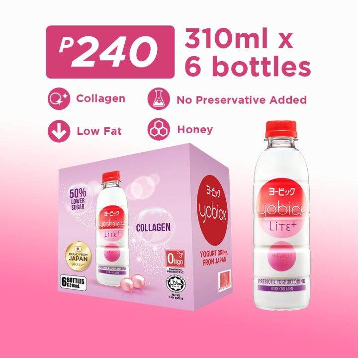 Yobick Prebiotic Yoghurt Drink- Lite+ with Collagen (Box of 6) | Lazada PH